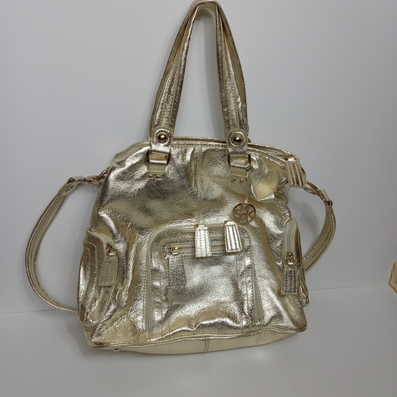 The Sak | Bags | The Sak Leather Gold Metallic Handbag With Leather ...